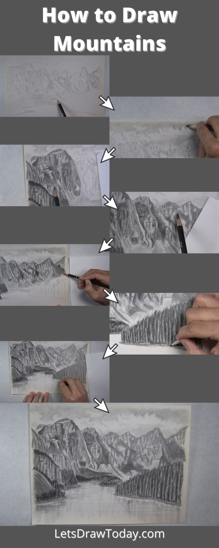 How to Draw Mountains Near a Beautiful Lake - Let's Draw Today