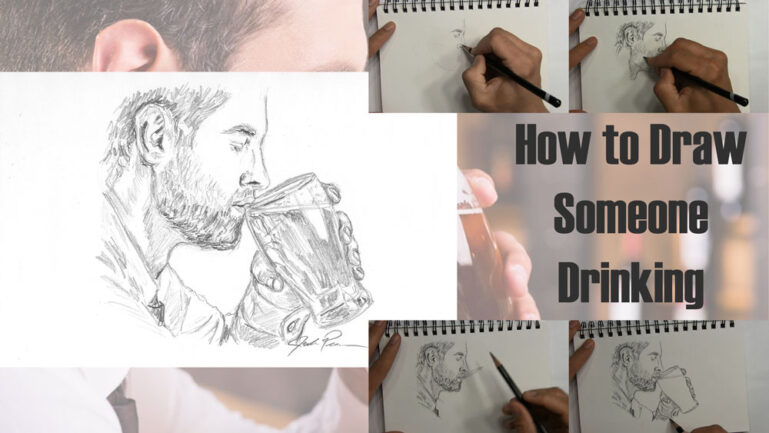 How to Draw Someone Drinking Beer - Let's Draw Today