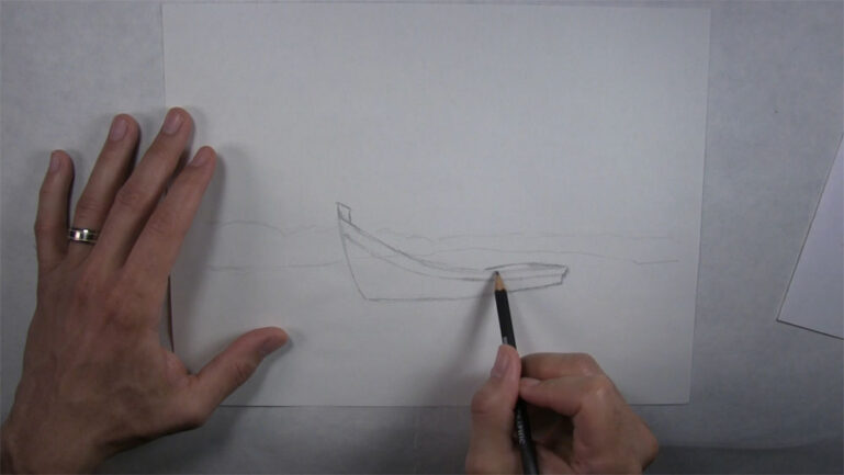 How to Draw a Boat on a Lake on a Cloudy Day - Let's Draw Today