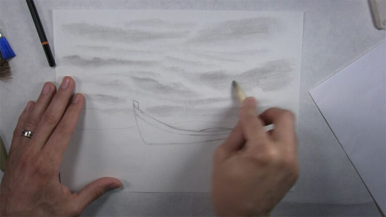 How to Draw a Boat on a Lake on a Cloudy Day - Let's Draw Today