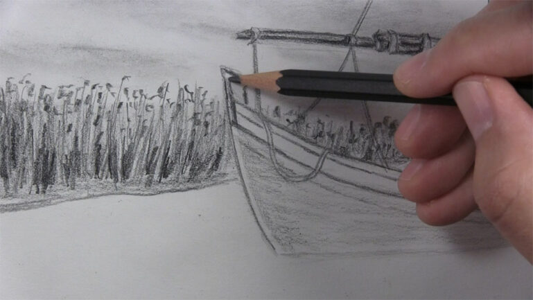 How to Draw a Boat on a Lake on a Cloudy Day - Let's Draw Today