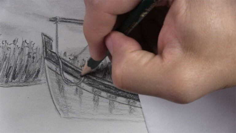 How to Draw a Boat on a Lake on a Cloudy Day - Let's Draw Today