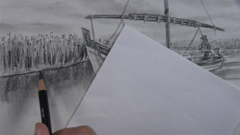 How to Draw a Boat on a Lake on a Cloudy Day - Let's Draw Today