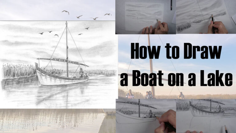 How to Draw a Boat on a Lake on a Cloudy Day - Let's Draw Today