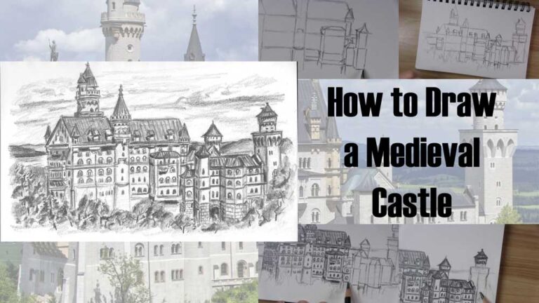 How to Draw a Medieval Castle - Let's Draw Today