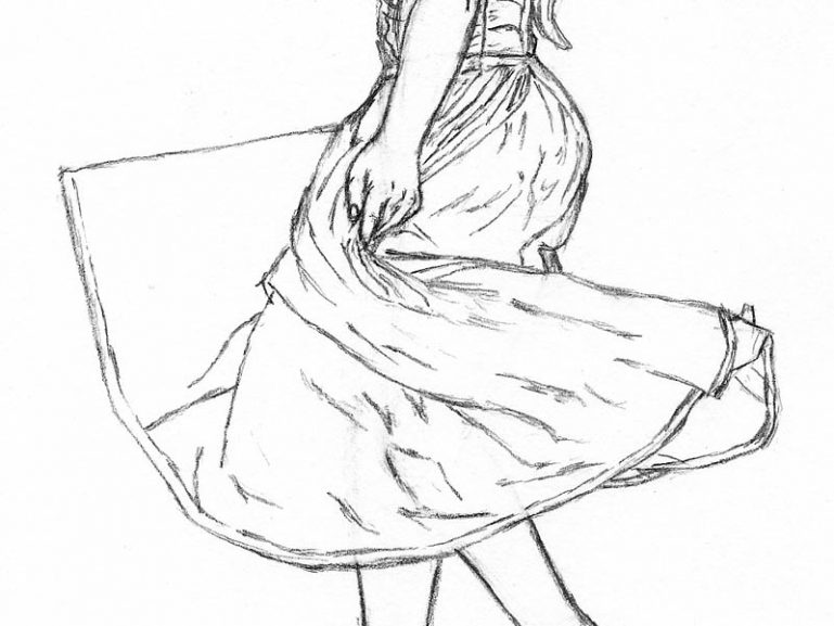 How to Draw a Woman in a Dress Spinning Around - Let's Draw Today