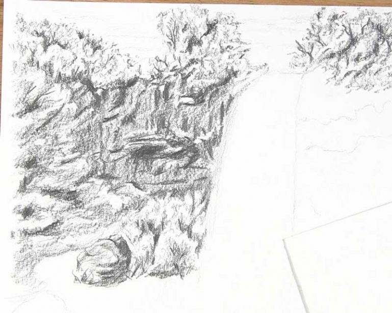 How to Draw a Waterfall in a Beautiful Landscape - Let's Draw Today