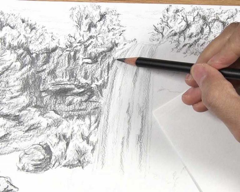 How to Draw a Waterfall in a Beautiful Landscape - Let's Draw Today